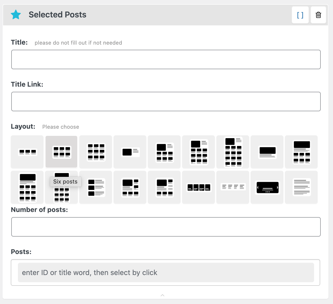 How to create page blocks by selecting posts - Pagemanager for Wordpress